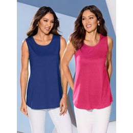 Longtop Classic Basics, Damen, Gr. 46, bunt (royalblau, pink), 100% Baumwolle, unifarben, Rundhals, Tops Longtop