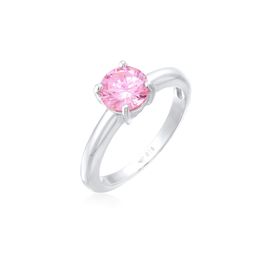 Silberring Elli "Ring Solit&auml;r Klassisch Zirkonia Verlobung 925 Silber" Gr. 58, pink, Fingerringe, Damen, 58, Silber 925 (Sterlingsilber), Silberring
