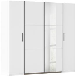 Schwebet&uuml;renschrank Rauch "Kleiderschrank Dreht&uuml;renschrank Schrank Garderobe KRONACH TOPSELLER", wei&szlig; (alpinwei&szlig;, griffleisten grau, mit 1 spiegel), B:225cm H:210cm T:59cm, Holzwerkstoff, Schr&auml;nke, Schwebet&uuml;renschrank, Kombischrank optional mit 1 oder 2 Spiegel viele B&ouml;den MADE IN GERMANY