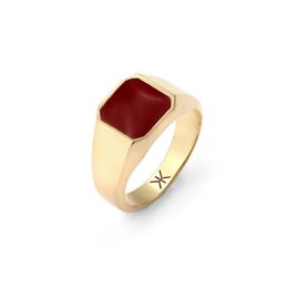 Siegelring Kuzzoi "Ring Siegelring Quadrat Emaille Rot 925 Sterling Silber" Gr. 64, gold, Fingerringe, Herren, 64, Silber 925 (Sterlingsilber), Siegelring