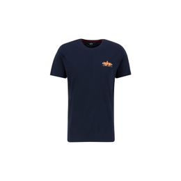 T-Shirt Alpha Industries "Puff Print Logo Backprint T-Shirt", Herren, Gr. L, blau (rep.blau), Obermaterial: 100% Baumwolle, Shirts T-Shirt