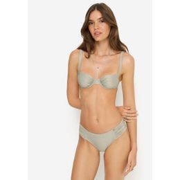 B&uuml;gel-Bikini-Top LSCN BY LASCANA "Gladys", Damen, Gr. 40, Cup B, sage grau, Elasthan, Polyamid, Glitzerf&auml;den, Bikini-Oberteile B&uuml;gel-Bikini-Top, in trendiger Glitzeroptik