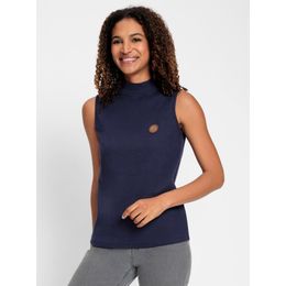 Shirttop Casual Looks, Damen, Gr. 46, blau (marine), 95% Baumwolle, 5% Elasthan, unifarben, Tops Shirttop