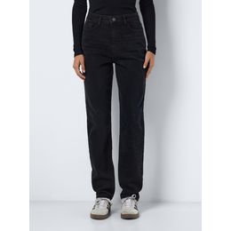High-waist-Jeans Noisy may "NMDAISY HW MOM FIT JEAN BLACK FWD NOOS", Damen, Gr. 30, L&auml;nge 30, schwarz (schwarz denim), Denim/Jeans, Obermaterial: 99% Baumwolle, 1% Elasthan, unifarben, Jeans High-waist-Jeans