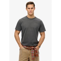 Rundhalsshirt Superdry "ESSENTIALS RELAXED TEE", Herren, Gr. L, grau (charcoal grau), Single Jersey, Obermaterial: 100% Baumwolle, unifarben, relaxed fit h&uuml;ftbedeckend, Rundhals, Shirts Rundhalsshirt