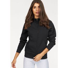 Sweatjacke Fruit of the Loom "Lady-Fit Premium Sweat Jacket", Damen, Gr. XXL (44), schwarz, angeraute Sweatware, Obermaterial: 70% Baumwolle, 30% Polyester, unifarben, Basic, figurbetont h&uuml;ftbedeckend, Rundhals, Raglan&auml;rmel angesetztes B&uuml;ndchen, Sweatjacken Sweatjacke, mit Rei&szlig;verschluss, Topseller