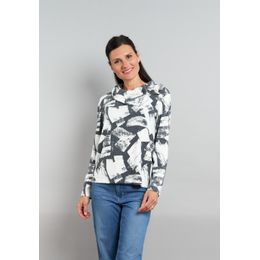 Schalkragenpullover Seidel Moden, Damen, Gr. 40, grau, Strick, Obermaterial: 82% Viskose, 15% Polyester, 3% Elasthan, bedruckt, regular fit taillenbedeckt, gerader Abschluss, Pullover Schalkragenpullover, MADE IN GERMANY