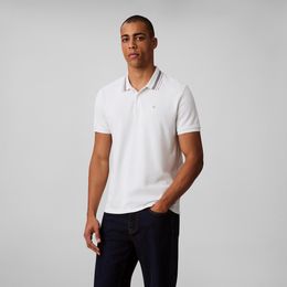 Poloshirt Calvin Klein Jeans "SS CSL PQ CLSSC TPPD", Herren, Gr. L, wei&szlig; (blanc de blanc), Jersey, Obermaterial: 100% Baumwolle, unifarben, klassisch normal, Rundhals, eingesetzt angesetztes B&uuml;ndchen, Shirts Poloshirt, Mit Rundhalsausschnitt