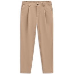 Bundfaltenhose Bugatti "Tapered Fit", Damen, Gr. 32, L&auml;nge 34, beige (30, beige), 88% Polyamid, 12% Elasthan, unifarben, gerade, unten schmal, Hosen Bundfaltenhose, mit Flexcity Performance Stretch