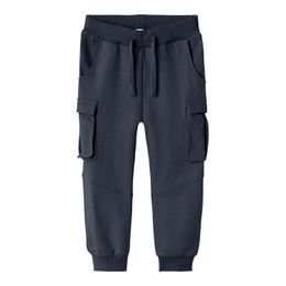 Jogginghose name it "NMNOLI f&uuml;r Unisex mit elastischem Bund und schlichtem Look", Jungen, Gr. 86, N-Gr, blau (schwarz sapphire), Sweatware, Obermaterial: 60% Baumwolle, 40% Polyester, unifarben, normal normal, Hosen Jogginghose, regular fit, uni, elastischer Bund