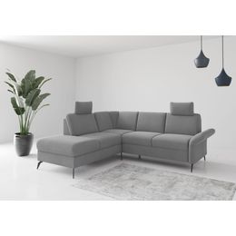 Ecksofa Home Affaire "Rochelle", grau, B:240cm H:93cm T:216cm, 100% Polyester, Sofas, Ecksofa, wahlweise mit Bettfunktion, Bettkasten und Armteilverstellung