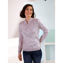 Stehkragenpullover Classic Basics "Pullover", Damen, Gr. 38, rosa (hellros&eacute;, meliert), 100% Polyacryl, gemustert, mehrfarbig, meliert, Pullover Stehkragenpullover