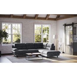 Ecksofa COTTA "Pike L-Form, B: 266 cm", coal, B:266cm H:90cm T:217cm, 92% POLYESTER (PES) / 8% POLYAMID (PA), Sofas, Ecksofa, optional Bettfunktion & Bettkasten