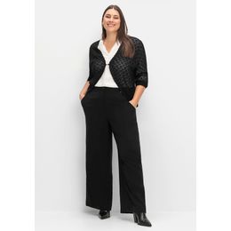 Anzughose sheego, Damen, Gr. 46, Normalgr&ouml;&szlig;en, schwarz, 100% Polyester, unifarben, Hosen Anzughose