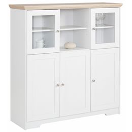 Highboard OTTO HOME "Nanna", wei&szlig; (wei&szlig;, sonomaeiche), B:118cm H:125cm T:39cm, FSC-zertifizierter Holzwerkstoff, MDF, Sideboards, Highboard, Vitrine in Eichen-Optik, Breite 118 cm