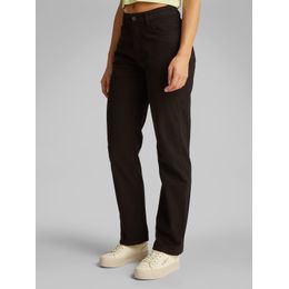 Stretch-Hose Calvin Klein Jeans "STRETCH HIGH RISE STRAIGHT PANT", Damen, Gr. 26, N-Gr, schwarz (ck schwarz), Web, Obermaterial: 60% Baumwolle, 38% Lyocell, 2% Elasthan, unifarben, straight fit normal, Hosen Stretch-Hose, aufgesetzte Taschen, 1-Knopf-Form