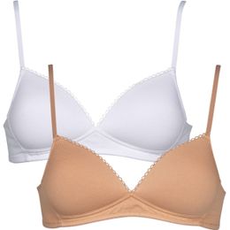 B&uuml;gelloser BH MY BASIC, Damen, Gr. 80, Cup C, wei&szlig; (wei&szlig;, powder), Obermaterial: 95% Baumwolle, 5% Elasthan, unifarben, Basic, Basic, BHs B&uuml;gelloser BH, flache Verarbeitung, wattiert, ohne B&uuml;gel, basic, Baumwollmix