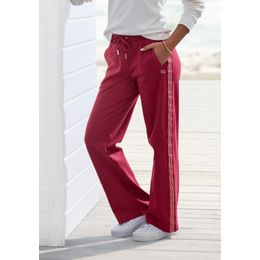 H.I.S. Relaxhose H.I.S, Damen, Gr. 32/34, N-Gr, rot, Interlock, Obermaterial: 60% Baumwolle, 40% Polyester, unifarben, Basic, bequem lang, Hosen Relaxhose, mit seitlichen Streifendesign, Topseller