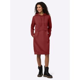 Shirtkleid Heine "Shirtkleid", Damen, Gr. 44, Normalgr&ouml;&szlig;en, rot (dunkelrot), 95% Baumwolle, 5% Elasthan, Besatz:100% Polyester, unifarben, kurz, Kleider Shirtkleid