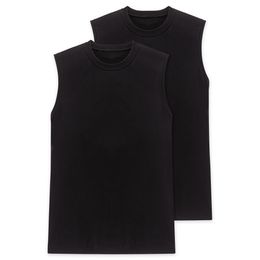 Achselhemd Schiesser "Essentials", Herren, Gr. 3XL, N-Gr, schwarz (000, schwarz), Single Jersey, Obermaterial: 100% Baumwolle, unifarben, normal, Rundhals, Unterhemden Achselhemd, &auml;rmellos, Doppelpack, Rundhalsausschnitt, Baumwolle