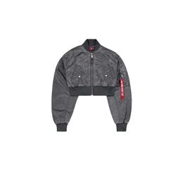 Bomberjacke Alpha Industries "MA-1 Vintage Cropped Light W", Damen, Gr. L, grau (vintage grau), Obermaterial: 100% Nylon, Futter: 100% Nylon, Rib: 99% Polyester, 1% Elastan, Jacken Bomberjacke