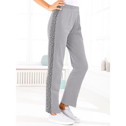 Homewearpants, Damen, Gr. 38, Normalgr&ouml;&szlig;en, grau (hellgrau, meliert), 100% Baumwolle, gemustert, unifarben, lang, Hosen Homewearpants