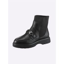 Stiefelette Heine, Damen, Gr. 36, schwarz, Glattleder, Leder, Rindsleder, Textil, Schuhe Stiefelette