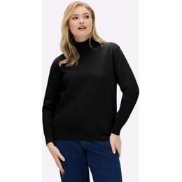 Rollkragenpullover Casual Looks "Pullover", Damen, Gr. 52, schwarz, 100% Baumwolle, unifarben, figurumspielend, Pullover Rollkragenpullover