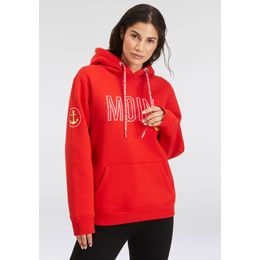 Hoodie Zwillingsherz "Limited Edition", Damen, Gr. S/M, rot, Sweatware, Obermaterial: 50% Baumwolle, 50% Polyester, h&uuml;ftlang, Rundhals, eingesetzt Rippb&uuml;ndchen mit Daumenl&ouml;chern, Sweatshirts Hoodie, Langarm, Kapuze, Anker Motiv, exklusiv bei Otto