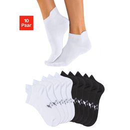 Sneakersocken Kangaroos, Damen, Gr. 35-38, wei&szlig; (5x wei&szlig;, 5x schwarz), Baumwolle, Elasthan, Polyamid, unifarben, elastisch, Socken Sneakersocken, mit erh&ouml;htem B&uuml;ndchen, Topseller