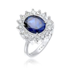 Silberring Elli "Ring Cocktailring Zirkonia Synthetischer Saphir Blau 925 Sterling Silber" Gr. 56, blau, Fingerringe, Damen, 56, Silber 925 (Sterlingsilber), Silberring