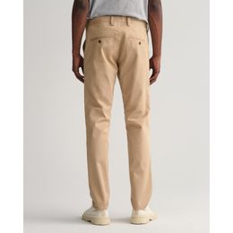 Chinohose Gant "SLIM TWILL CHINOS", Herren, Gr. 32, L&auml;nge 36, gr&uuml;n (schwarz khaki), Twill, Obermaterial: 98% Baumwolle, 2% Elasthan, slim fit kn&ouml;chellang, Hosen Chinohose, mit gef&uuml;tterten Seitentaschen