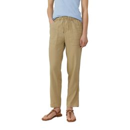 Stoffhose s.Oliver, Damen, Gr. 44, N-Gr, braun (schwarz sand), Web, Obermaterial: 52% Leinen, 48% Viskose. Futter: 100% Baumwolle, unifarben, relaxed fit lang, Hosen Stoffhose, Sommerhose aus Leinenmix und mit Kordelzug
