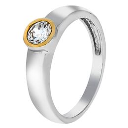 Fingerring Firetti "Schmuck Geschenk Silber 925 Silberring Solit&auml;r" Gr. 58, gold (silberfarben, gelbgoldfarben, kristallwei&szlig;), Fingerringe, Damen, 58, Silber 925 (Sterlingsilber), 2,35mm, Fingerring, mit Zirkonia (synth.)