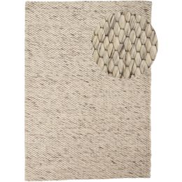 Wollteppich CarpetFine "Sina, auch als L&auml;ufer", beige (dunkelbeige), B:200cm H:14mm L:290cm, Wolle, Teppiche, Wollteppich, Handweb Teppich, reine Wolle, meliert, handgewebt, weich & kuschelig