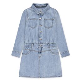 Jeanskleid LEVI'S KIDS "LVG LS WESTERN DRESS", M&auml;dchen, Gr. 16 (164), N-Gr, this and that w, o destruction, Denim/Jeans, Obermaterial: 100% Baumwolle, Kleider Jeanskleid, mit Druckkn&ouml;pfen, for Girls