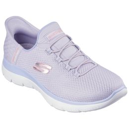 Slip-On Sneaker Skechers "SUMMITS-DIAMOND DREAM", Damen, Gr. 35, lila (lavendel), Textil, Schuhe Slip-On Sneaker, Schlupfschuh, Freizeitschuh mit praktischer Slip-Ins Funktion, Topseller