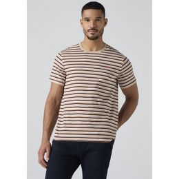 Levi's T-Shirt LEVI'S, Herren, Gr. L, whitaker stripe mango, Jersey, Obermaterial: 100% Baumwolle, regular fit taillenbedeckt, Rundhals, gerader Abschluss, Shirts T-Shirt, mit Streifenmuster