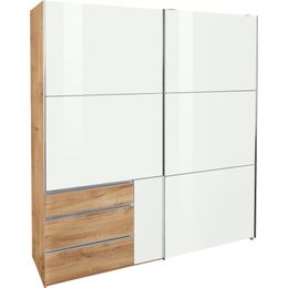 Schwebet&uuml;renschrank wimex "Level by fresh to go", braun (plankeneichefarben, wei&szlig;glas), B:250cm H:216cm T:65cm, Schr&auml;nke, Schwebet&uuml;renschrank, mit Glast&uuml;ren