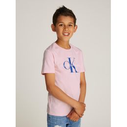Rundhalsshirt Calvin Klein Jeans "CK MONOGRAM SS T-SHIRT", M&auml;dchen, Gr. 14 (164), pink (chalk pink), Single Jersey, Obermaterial: 100% Baumwolle, unifarben, regular fit, Rundhals, normaler Saum, Shirts Rundhalsshirt, f&uuml;r Kinder bis 16 Jahre mit Logoschriftzug