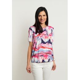 Kurzarmshirt Seidel Moden, Damen, Gr. 54, lachs,33, Jersey, Obermaterial: 94% Viskose, 6% Elasthan, bedruckt, regular fit taillenbedeckt, Rundhals, mit Kordelzug, Shirts Kurzarmshirt, mit All-Over Print, MADE IN GERMANY