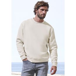 Sweatshirt John Devin, Herren, Gr. M (48/50), beige (creme), Sweatware, Obermaterial: 52% Baumwolle, 47% Polyester, 1% Elasthan, unifarben, regular fit, Rundhals, angesetztes B&uuml;ndchen, Sweatshirts Sweatshirt, Langarm, Pullover mit Struktur, Rundhals, Baumwollmischung