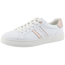 Sneaker Tom Tailor, Damen, Gr. 42, rosa (wei&szlig;, rosegold), Lederimitat, kontrastfarbene Details, leicht gl&auml;nzend, Schuhe Sneaker, Freizeitschuh, Halbschuh, Schn&uuml;rschuh, Kontrastbesatz an der Ferse, Topseller