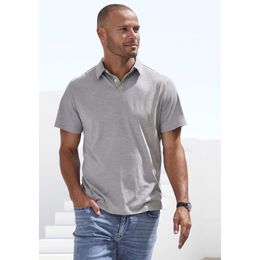 Poloshirt John Devin "mit Slub-Garn Struktur", Herren, Gr. M (48/50), grau, Jersey, Obermaterial: 100% Baumwolle, meliert, bequem normal, Rundhals, abgesteppte Kante, Shirts Poloshirt, aus leichter, strukturierter Baumwollqualit&auml;t