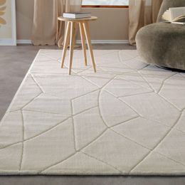 Teppich Wecon Home "Unplugged, auch in quadratischer Form", beige (creme wei&szlig;), B:120cm H:10mm L:170cm, Polypropylen, Teppiche, Teppich, Kurzflor, Hoch Tief Struktur, gewebt, Wohnzimmer, Schlafzimmer, modern
