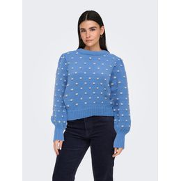 Jacqueline de Yong Rundhalspullover JDY "JDYSIGRID LIFE L/S ON PUFF PULL KNT NOOS", Damen, Gr. XS, ebb and flow detail:with cement dots, Strick, Obermaterial: 100% Polyester, gepunktet, figurumspielend taillenbedeckt, Rundhals, Puff&auml;rmel,eingesetzt Strickb&uuml;ndchen, Pullover Rundhalspullover, in gepunkteter Optik