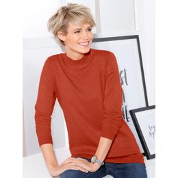 Stehkragenpullover Classic Basics "Pullover", Damen, Gr. 42, orange (terrakotta), 100% Polyacryl, unifarben, figurumspielend, Pullover Stehkragenpullover