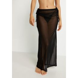 Meshrock LSCN BY LASCANA, Damen, Gr. 46, schwarz, Netz, Obermaterial: 95% Polyester, 5% Elasthan, unifarben, figurbetont lang, R&ouml;cke Meshrock, in Maxil&auml;nge, transparenter Strandrock