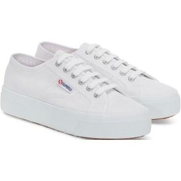 Plateausneaker Superga "2740-PLATFORM", Damen, Gr. 36, wei&szlig;, Textil, Schuhe Plateausneaker