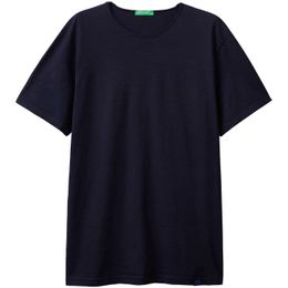 T-Shirt, Herren, Gr. S, blau, Single Jersey, Obermaterial: 100% Baumwolle, United Colors Of Benetton, unifarben, Basic h&uuml;ftbedeckend, Rundhals, Shirts T-Shirt, in gerader Basic-Form